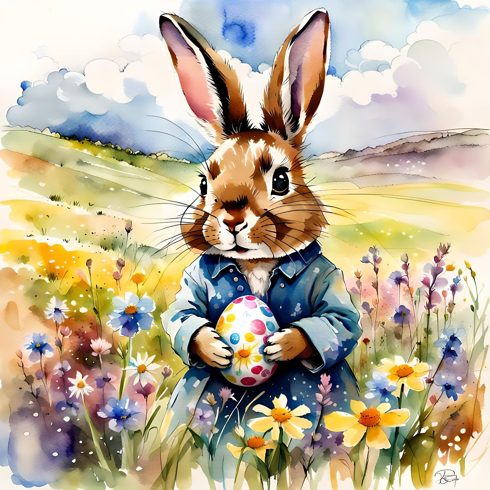 happy easter , egss in a field of meadow - AI Generated Artwork ...