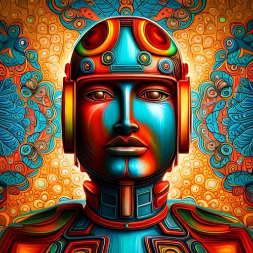 Hippie robot photorealistic intricately detailed HDR detailed complex ...