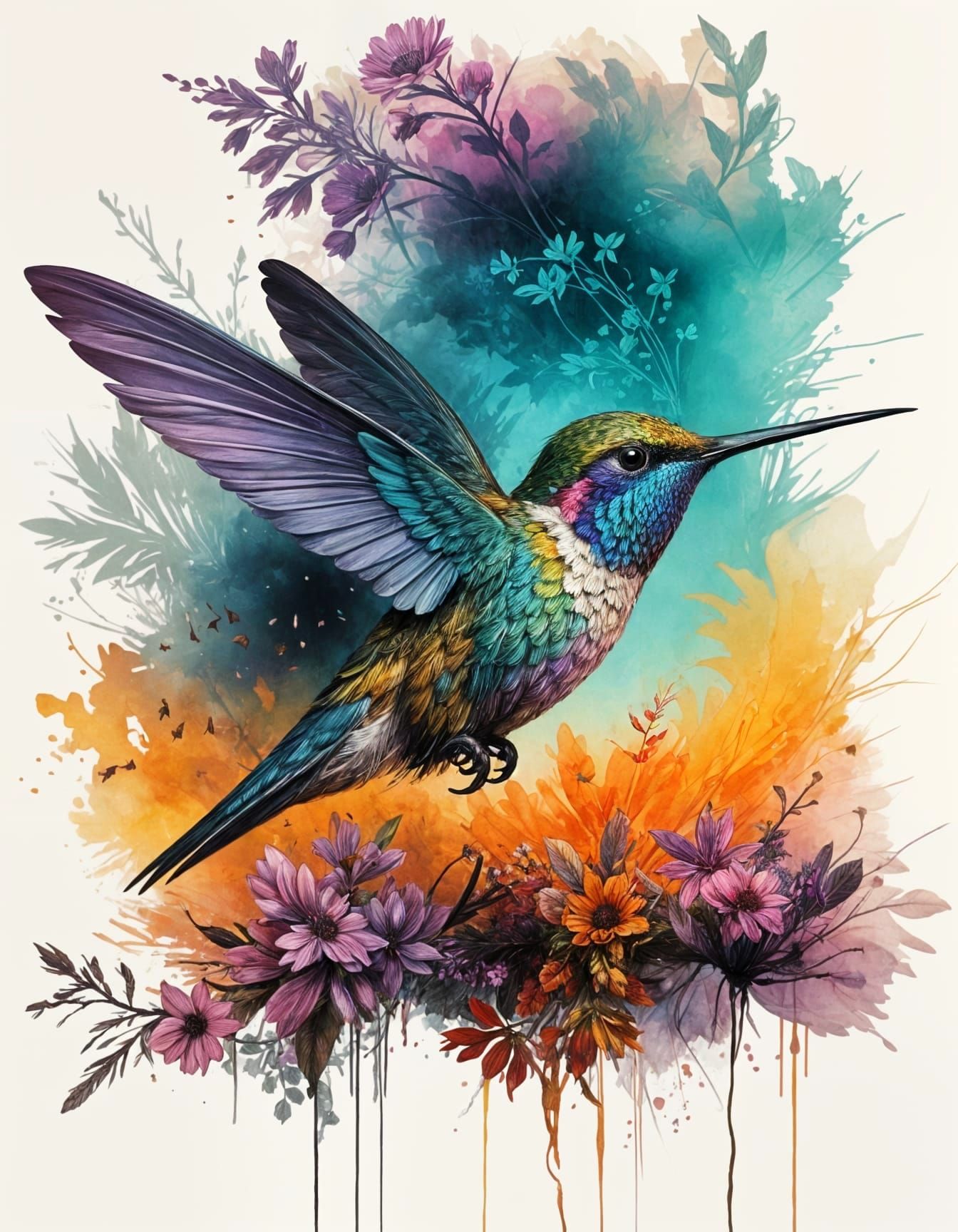 Hyper-realistic Potrait of a Hummingbird