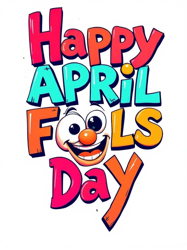 Whimsical April Fools Day Title Card in Colorful C... - AI Art