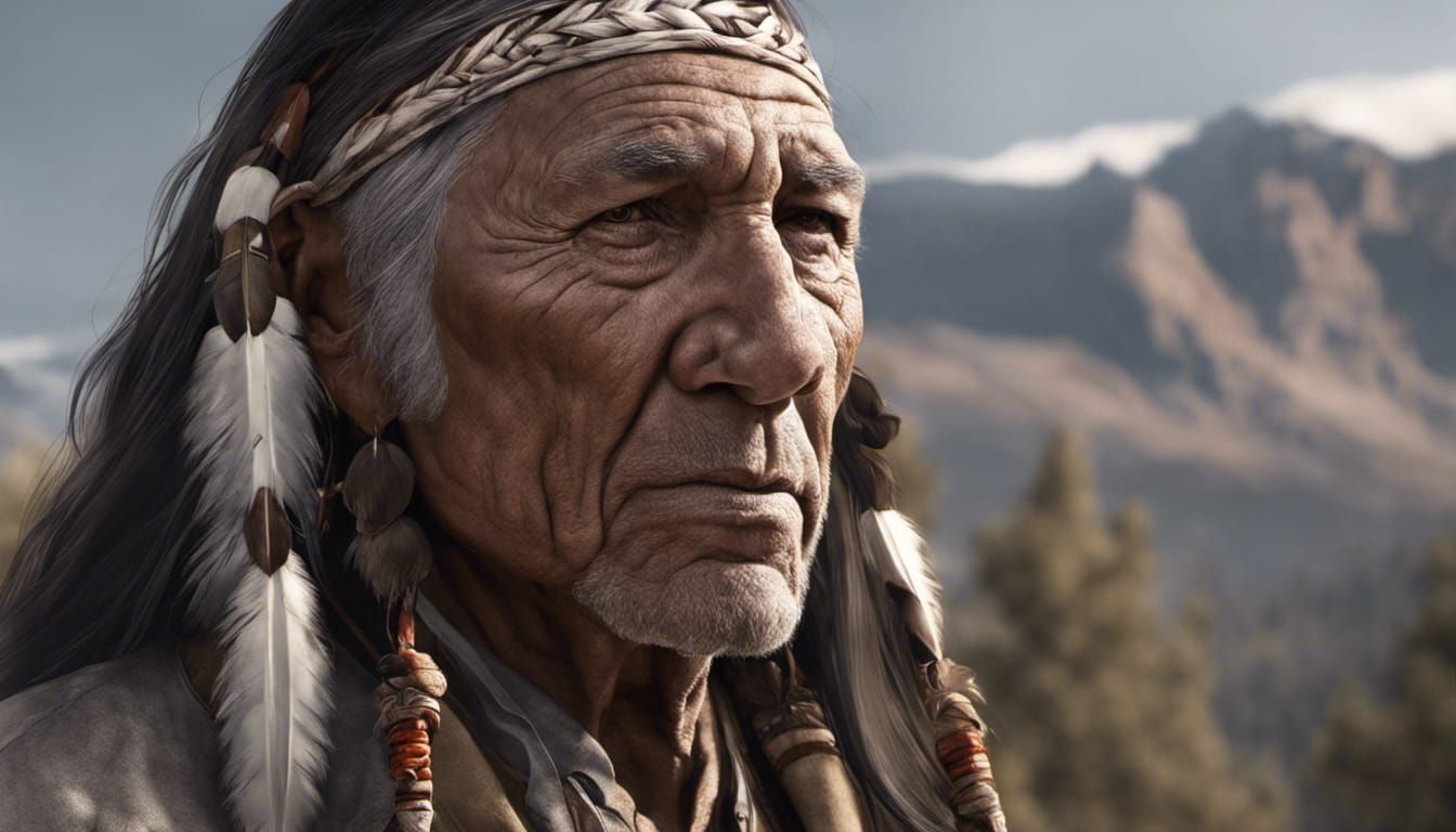 ultrarealistic, (native american old man ) portrait, cinematic lighting ...