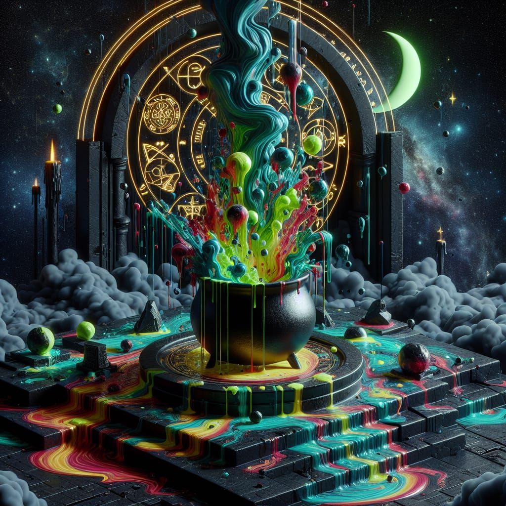 Alchemy with melting colors - Cosmic Alchemy in Neo-Mystical...