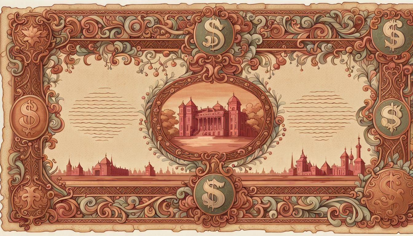 An intricately detailed rectangular border of a Specimen of Currency ...