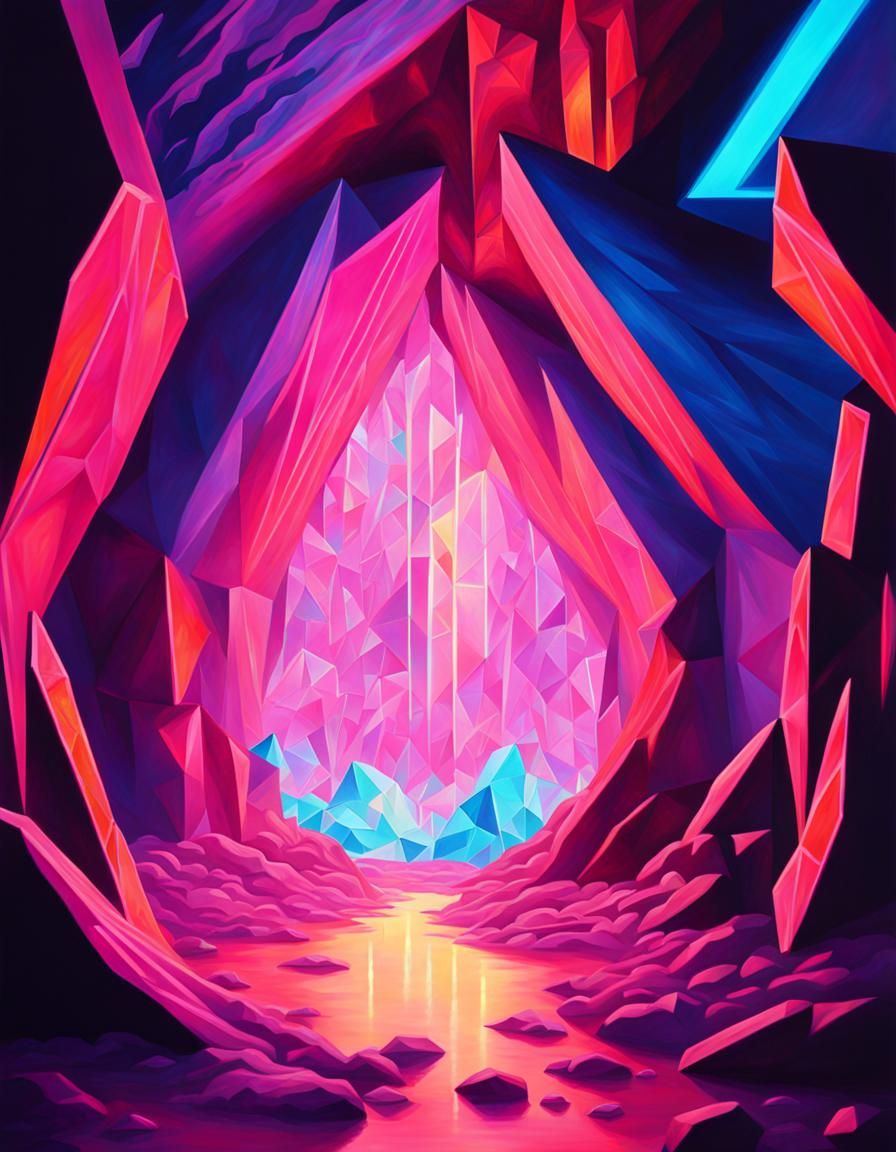 Synthwave cave - AI Generated Artwork - NightCafe Creator