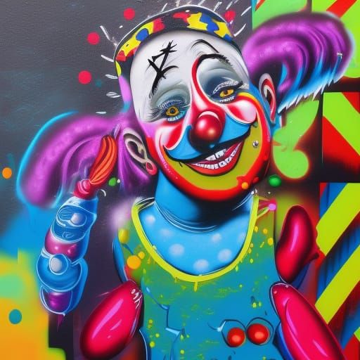 circus clowns graffiti art, splash art, street art, spray paint, oil ...