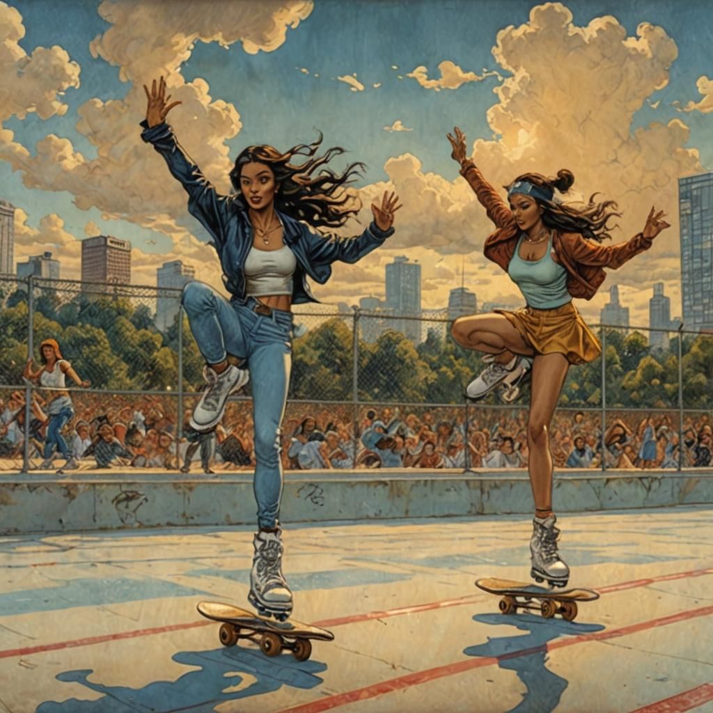Synchro skaters - AI Generated Artwork - NightCafe Creator