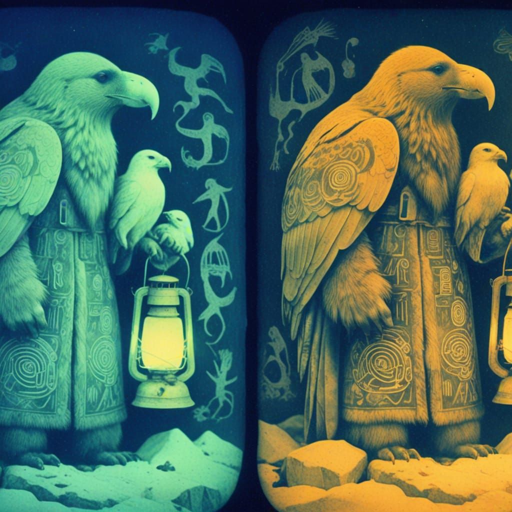 Inverted Portrait of a Greenlandic Inuit Shaman in... - AI Art