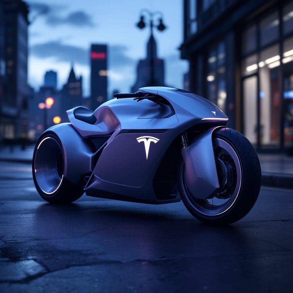 Tesla motorcycle with logo - Sleek Futuristic Tesla Motorcyc...