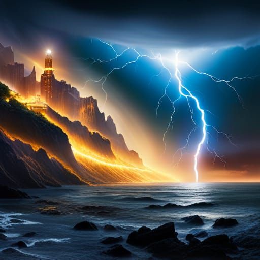 Thor versus Zeus in epic lightning battle, lightning storm lights up ...