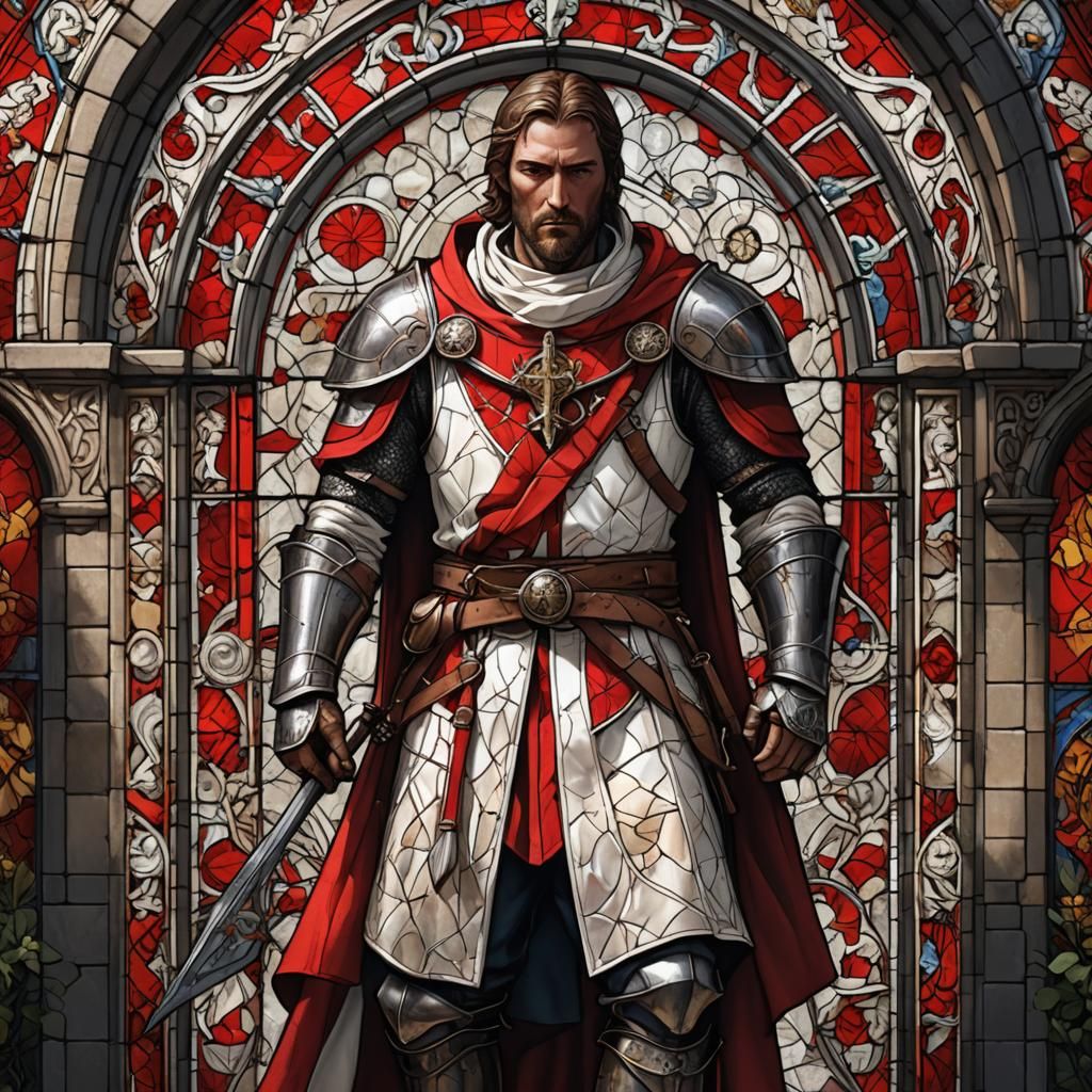Stained Glass - Medieval Templar Soldier 02 - AI Generated Artwork ...