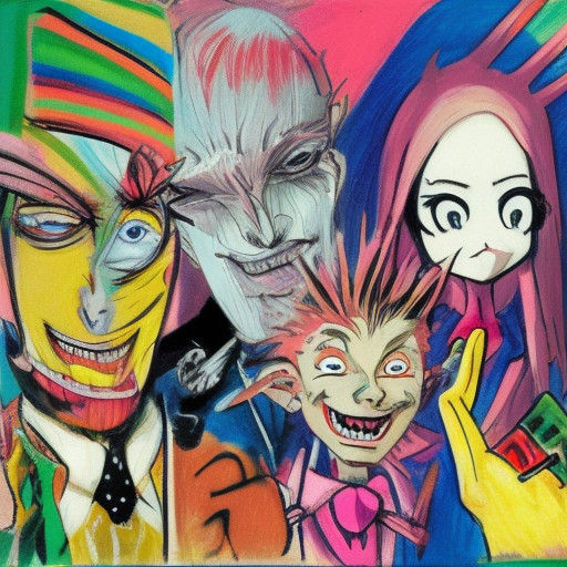 A poorly drawn cartoon portrait of an American family a surreal scene ...