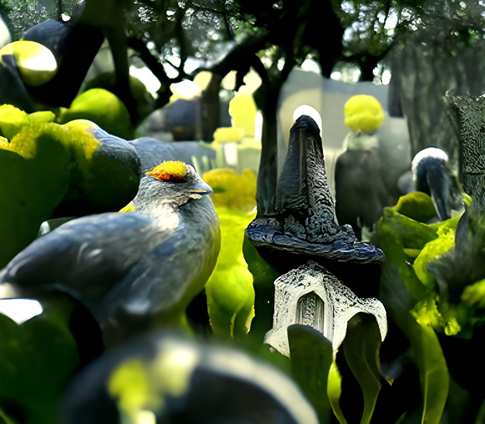 Birds; Cemetery : r/nightcafe