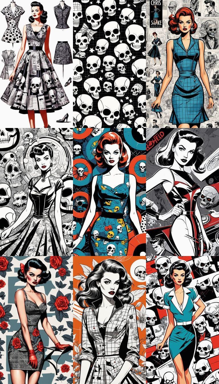 Rockabilly Sewing Pattern for a Vintage 50's-Style... - AI Art