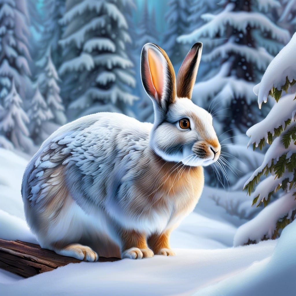Snowy Rabbit - AI Generated Artwork - NightCafe Creator