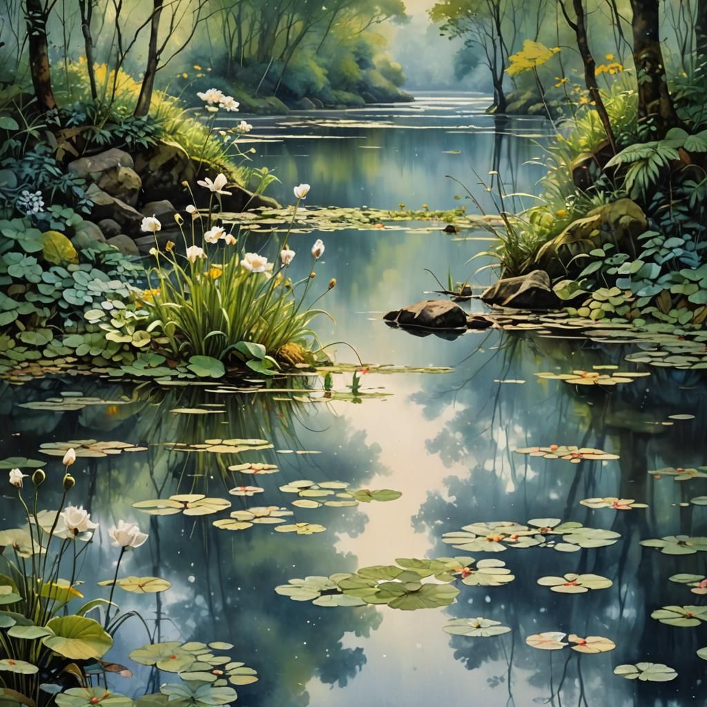 beautiful delicate detailed reflections on the water, by Stewart ...