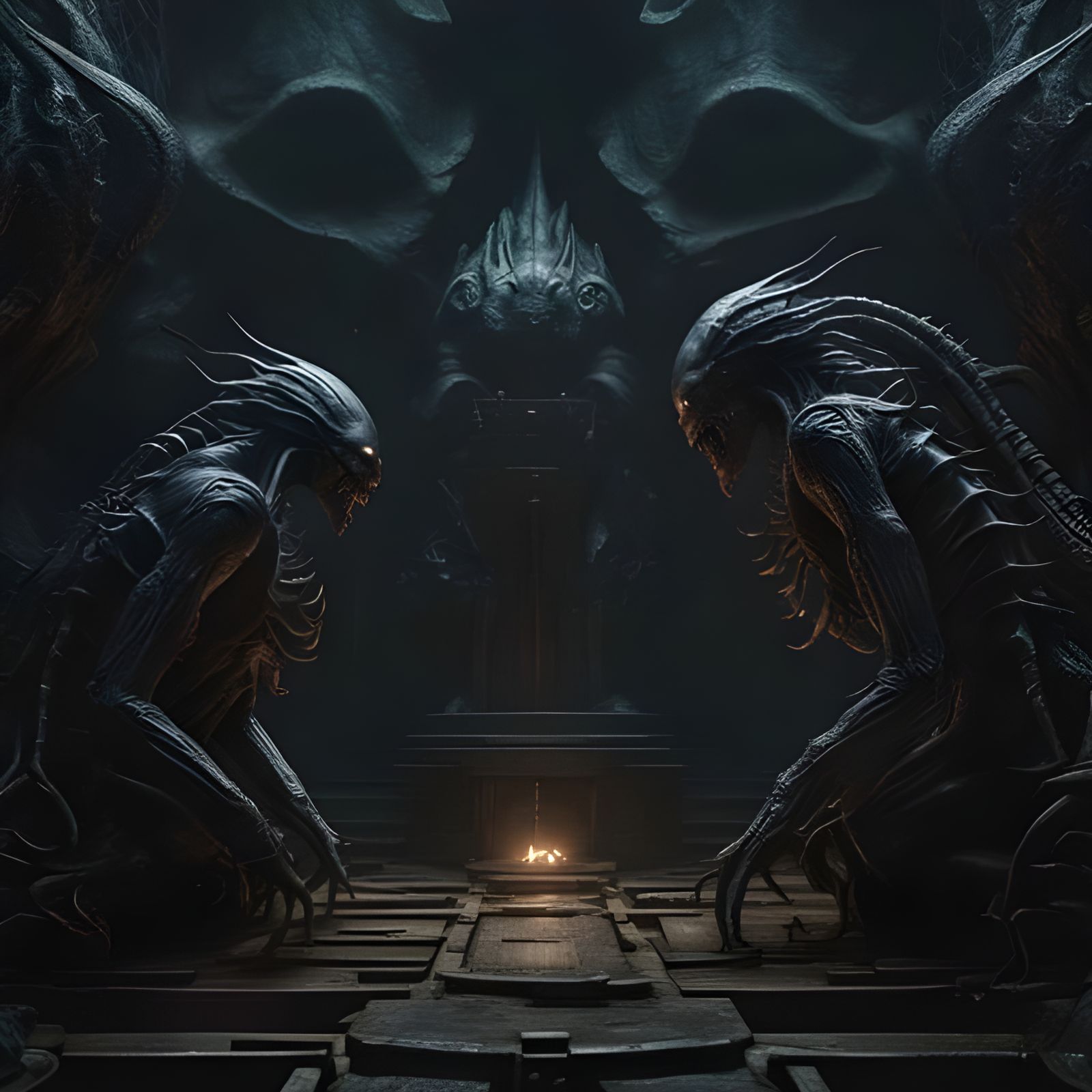 "Xenomorphic Council: Architects of Extinction" - AI Generated Artwork ...