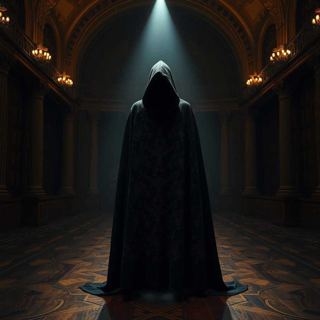 Ethereal Figure Illuminated Under Spotlight on Maj... - AI Art