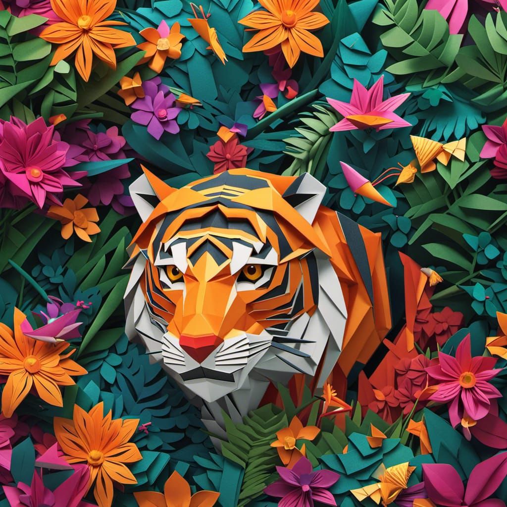 origami of a tiger prompt inspired by @Doppo-0 - AI Generated Artwork ...
