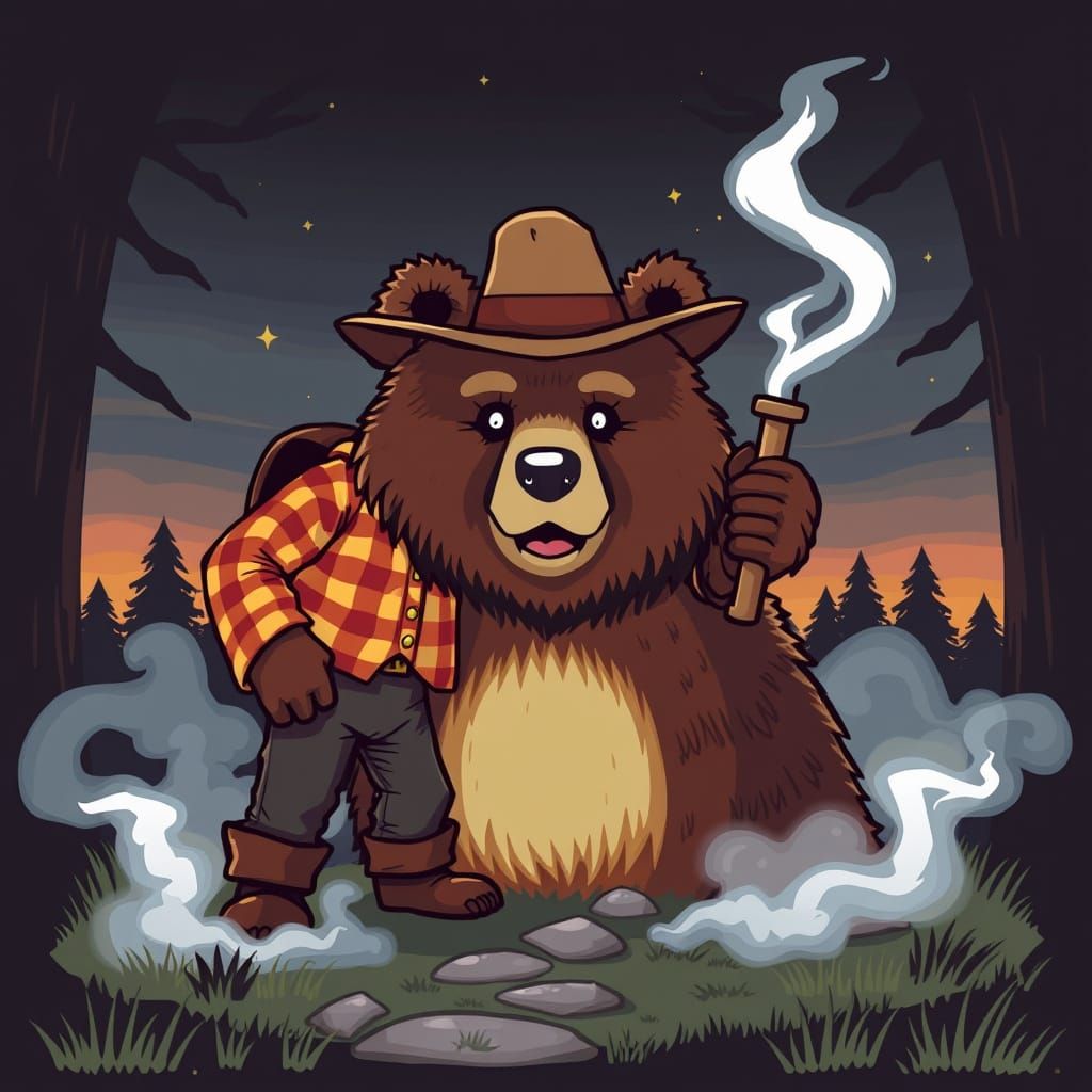 Smokey the Bear - Iconic American Forest Ranger in Full Furr...