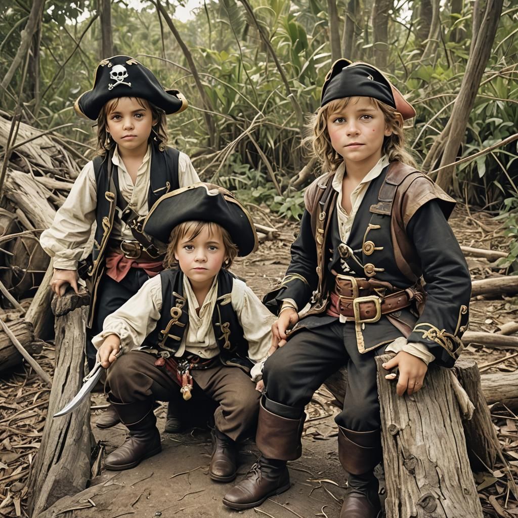 Brothers playing pirates - AI Generated Artwork - NightCafe Creator