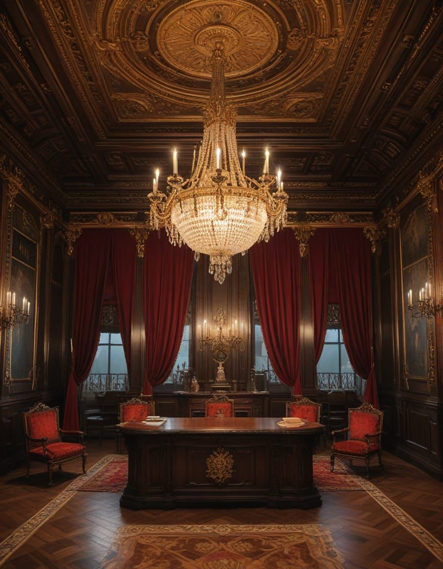French Baroque Courtroom with 12 Judges - AI Art
