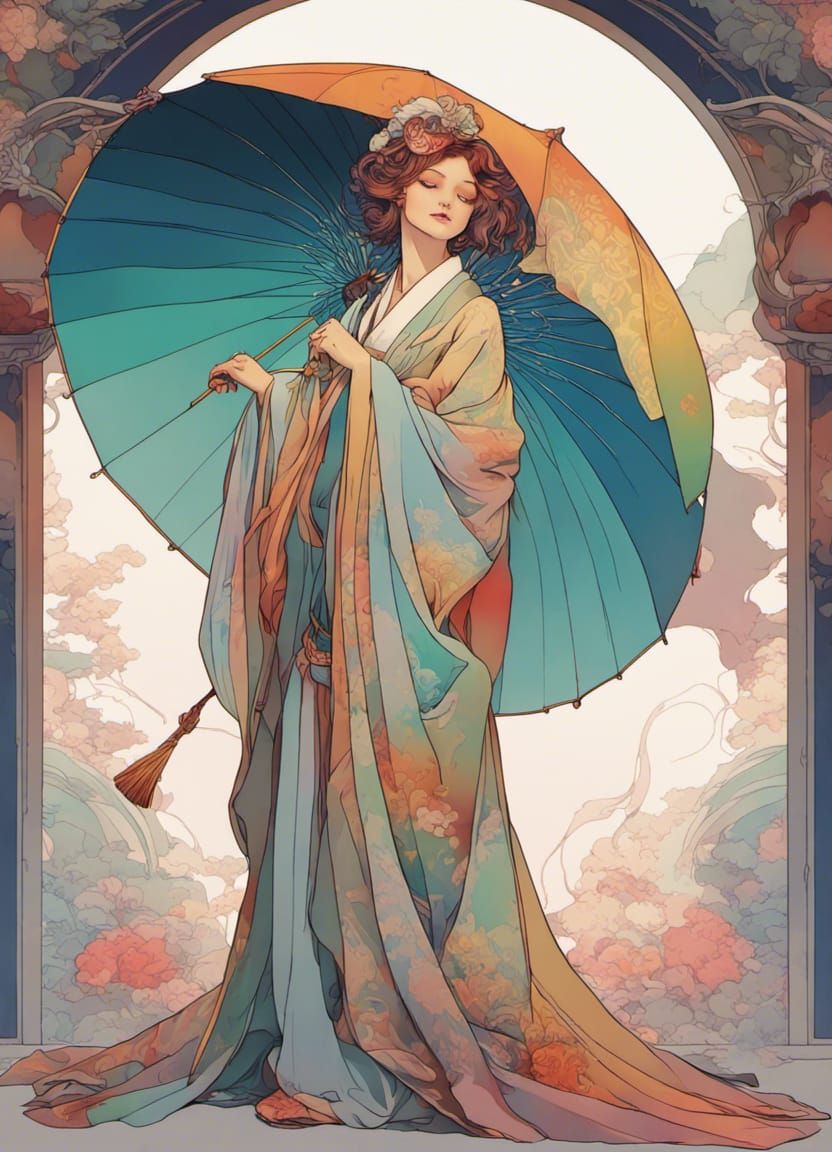 Rainbow Kimono 9 - AI Generated Artwork - NightCafe Creator