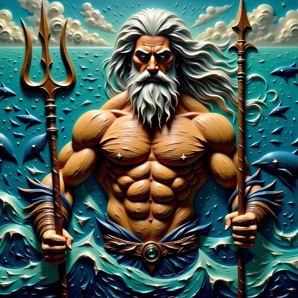 "Poseidon: Ruler of the Seas" - Powerful Poseidon Portrait i...