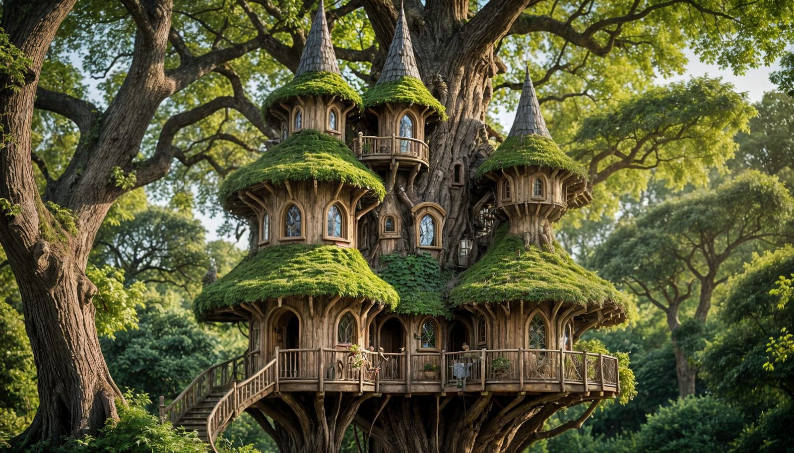 a beautiful elven treehouse - Elven Oak Treehouse in Enchant...