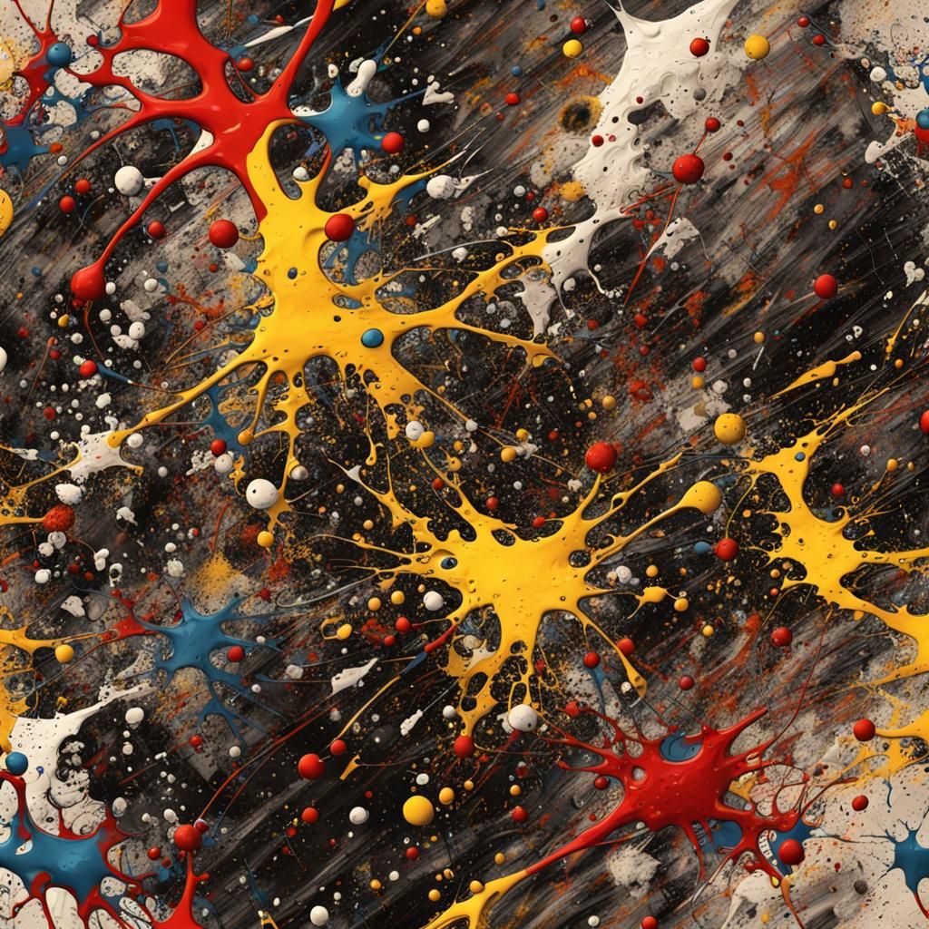 8K high definition, highly detailed, painting in the Jackson Pollock ...