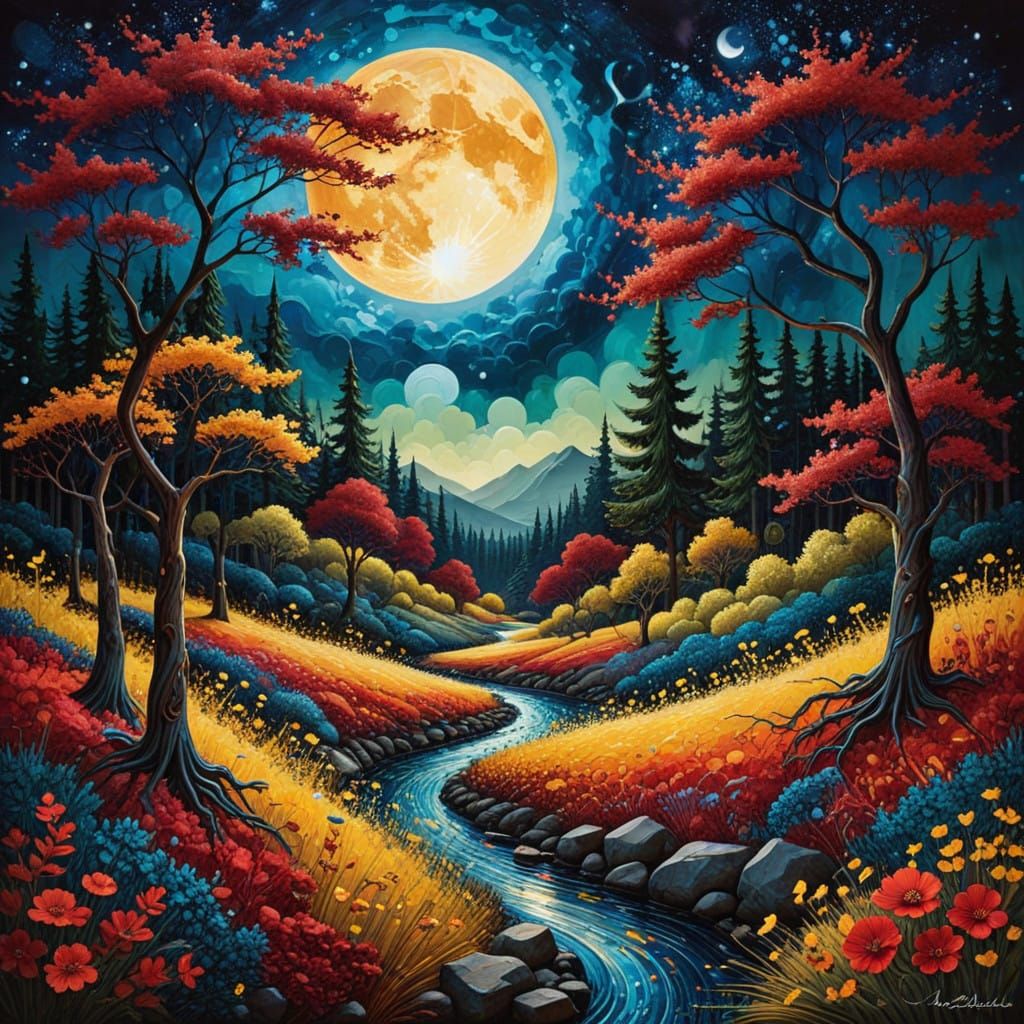 Ethereal Forest Dreamscape in Vibrant Impasto Colo... - AI Art