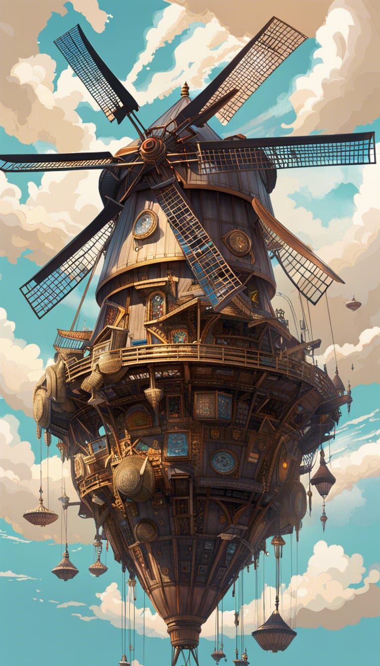 windmill floating ... - AI Generated Artwork - NightCafe Creator