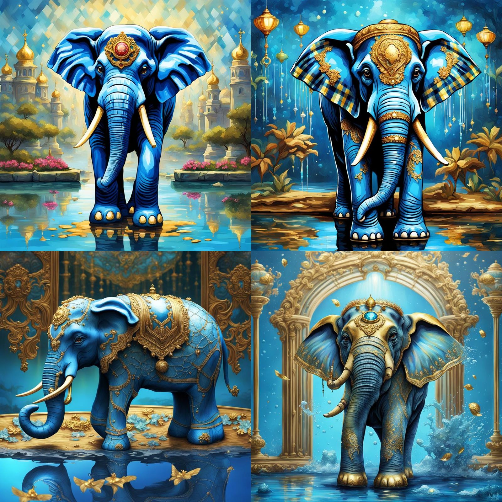 Royal Elegance: Victorian-Style Blue Plaid Elephant - AI Generated ...