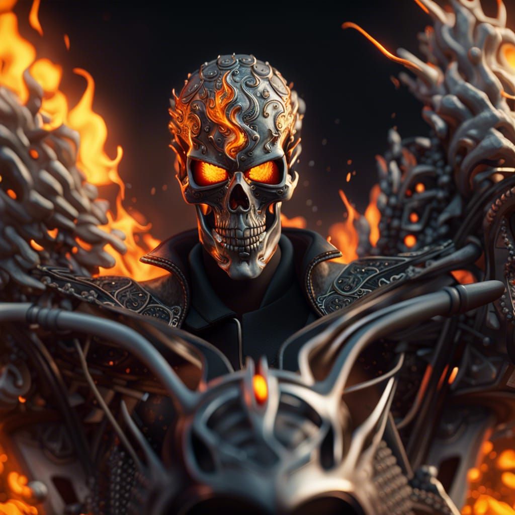 Ghost Rider with flames, intricately detailed hyperdetailed dynamic ...