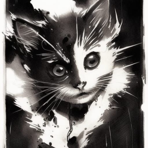 Duplicate¡ Ink kitten - AI Generated Artwork - NightCafe Creator