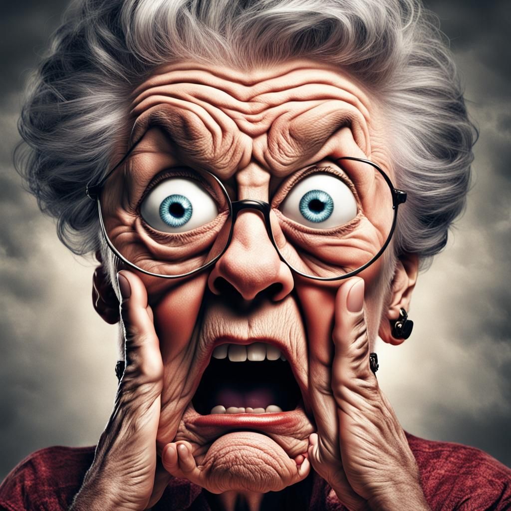 a close up of a person with a surprised angry look on their face ...