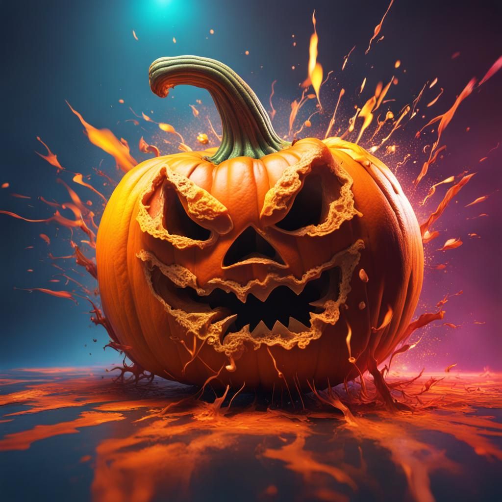 Exploding Pumpkin - AI Generated Artwork - NightCafe Creator