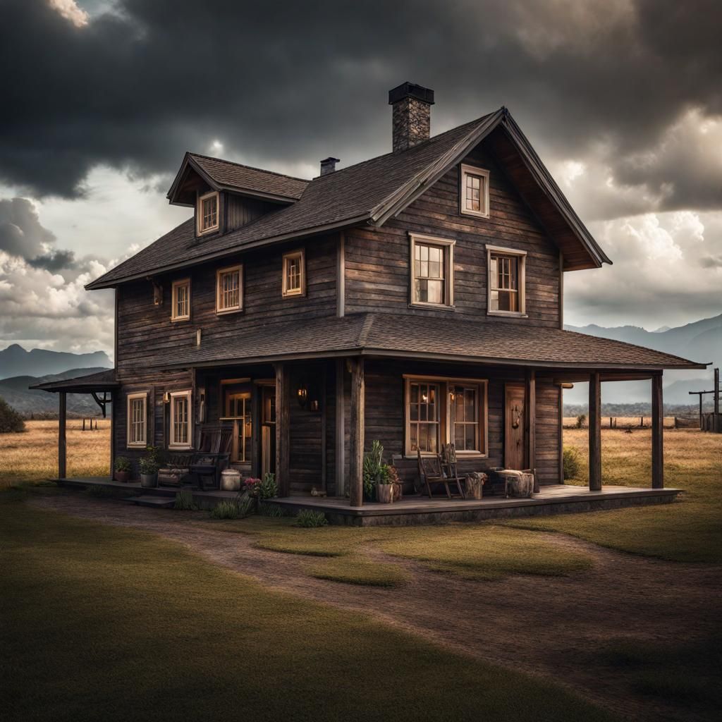 small ranch house - AI Generated Artwork - NightCafe Creator