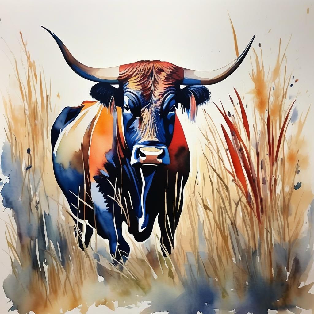 Watercolor bull rush - AI Generated Artwork - NightCafe Creator
