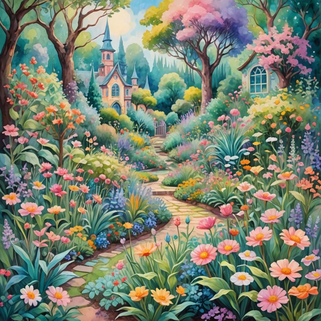 Pastel Garden 3 - AI Generated Artwork - NightCafe Creator