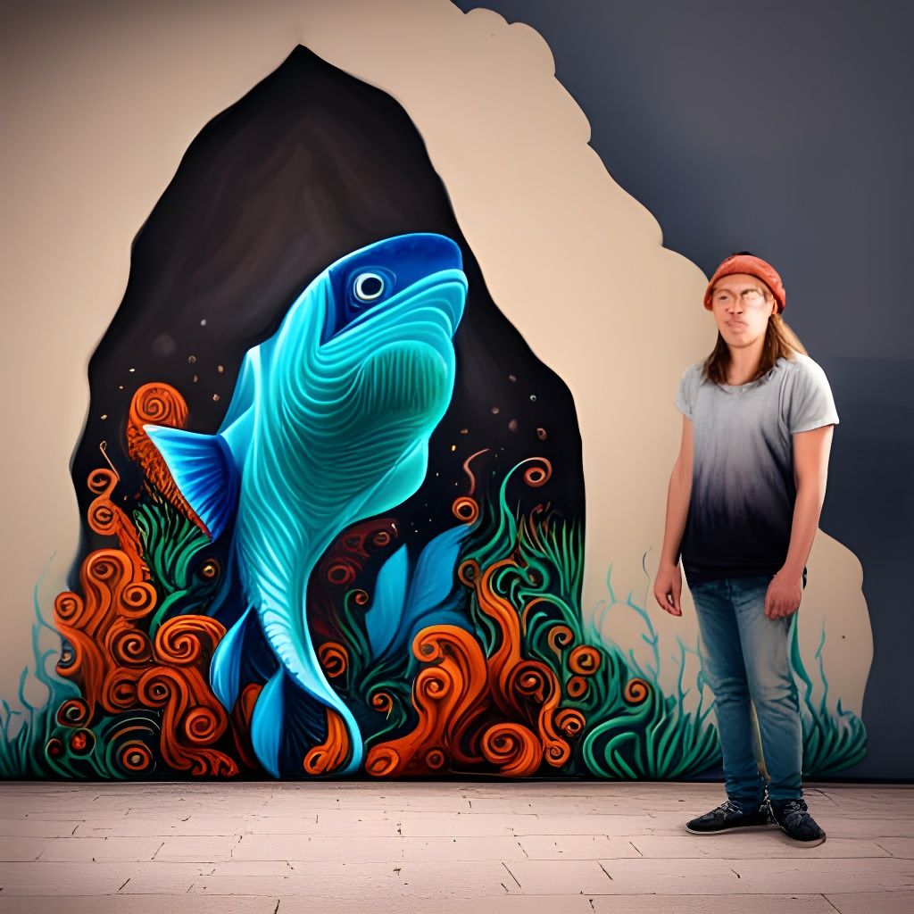 Bioluminescent fish graffiti - AI Generated Artwork - NightCafe Creator