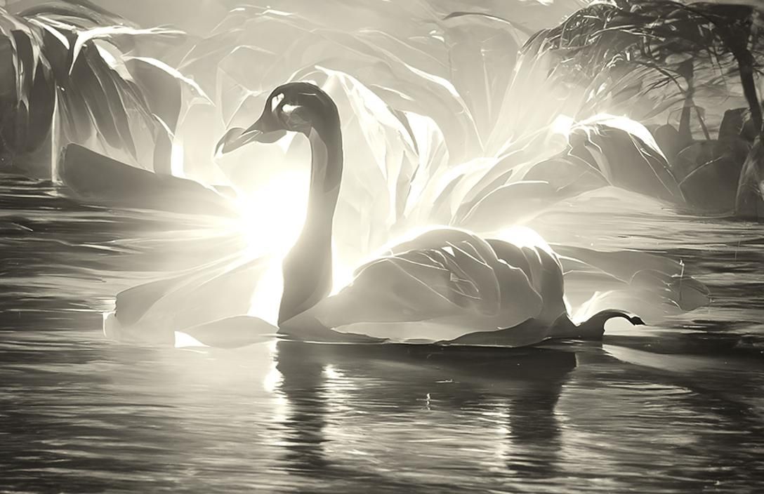 Black and White Backlit Swan - AI Generated Artwork - NightCafe Creator