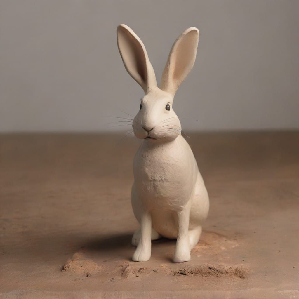 Surrealist Clay Rabbit in a Dreamlike Landscape - AI Art