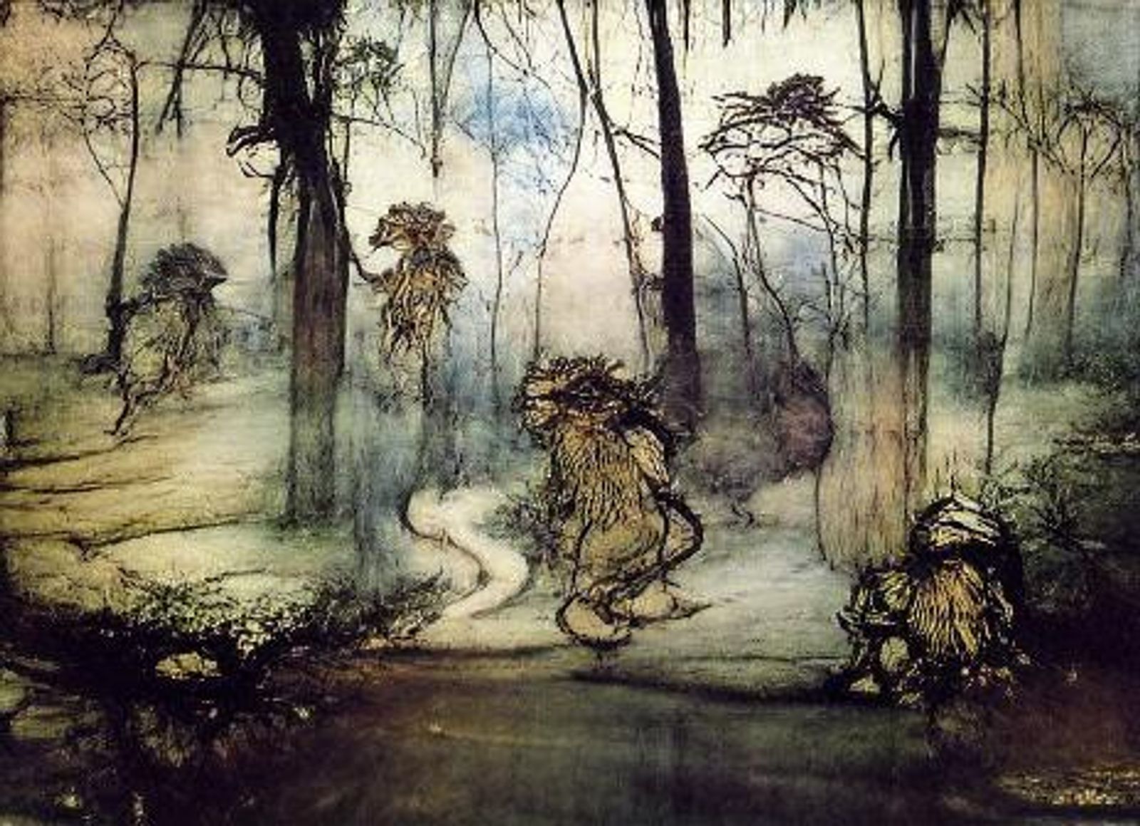 Trolls in the forest and fog by Arthur Rackham - AI Generated Artwork ...
