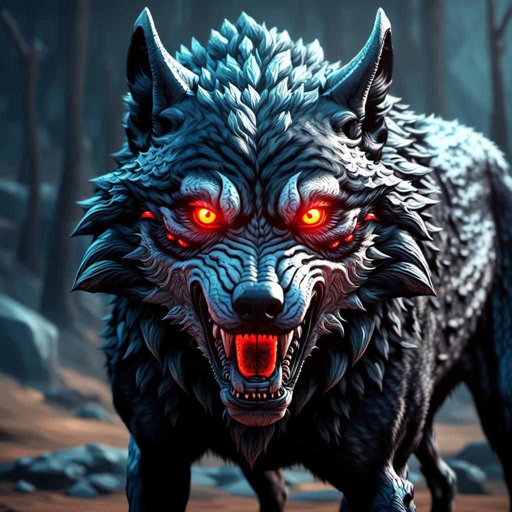 Demon Wolf. @AloneMARLA - AI Generated Artwork - NightCafe Creator