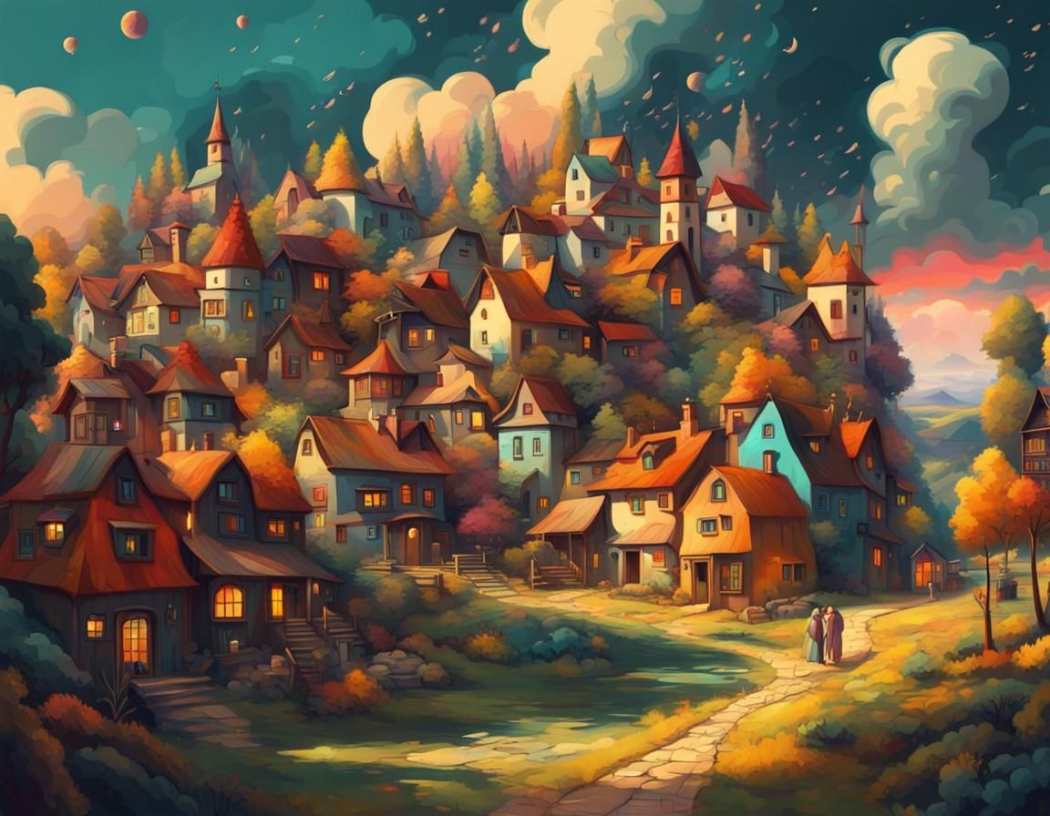Cute little village - AI Generated Artwork - NightCafe Creator