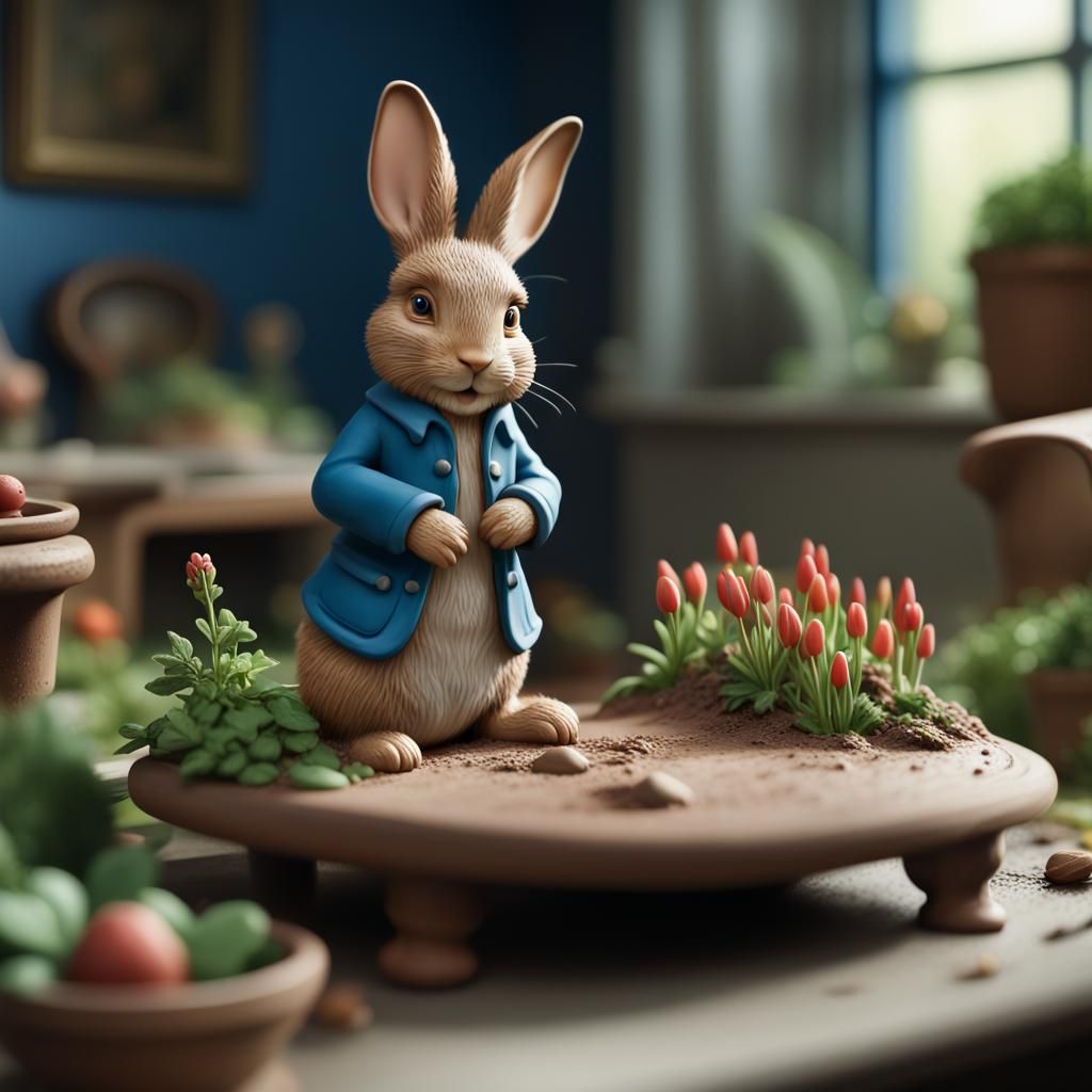 Miniature clay model of Peter rabbit. - AI Generated Artwork ...