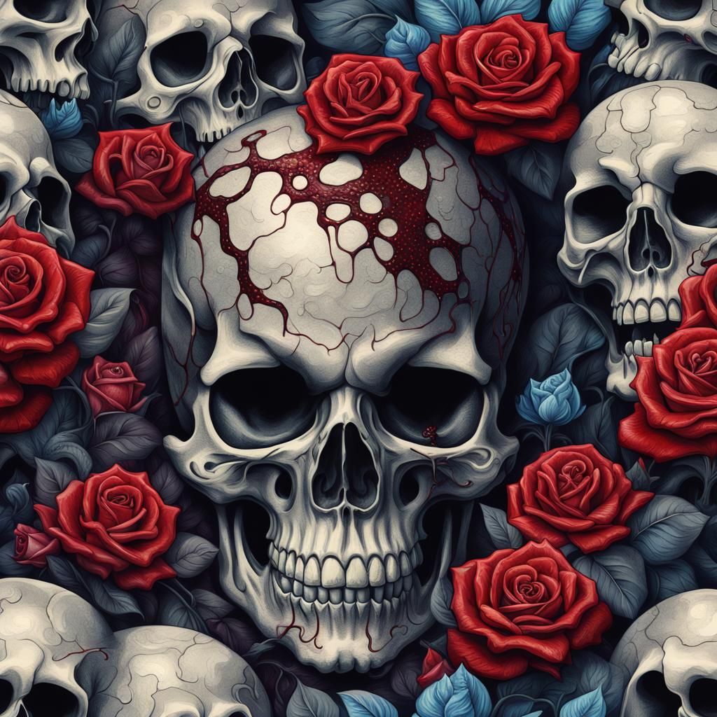 Skulls and Roses - AI Generated Artwork - NightCafe Creator
