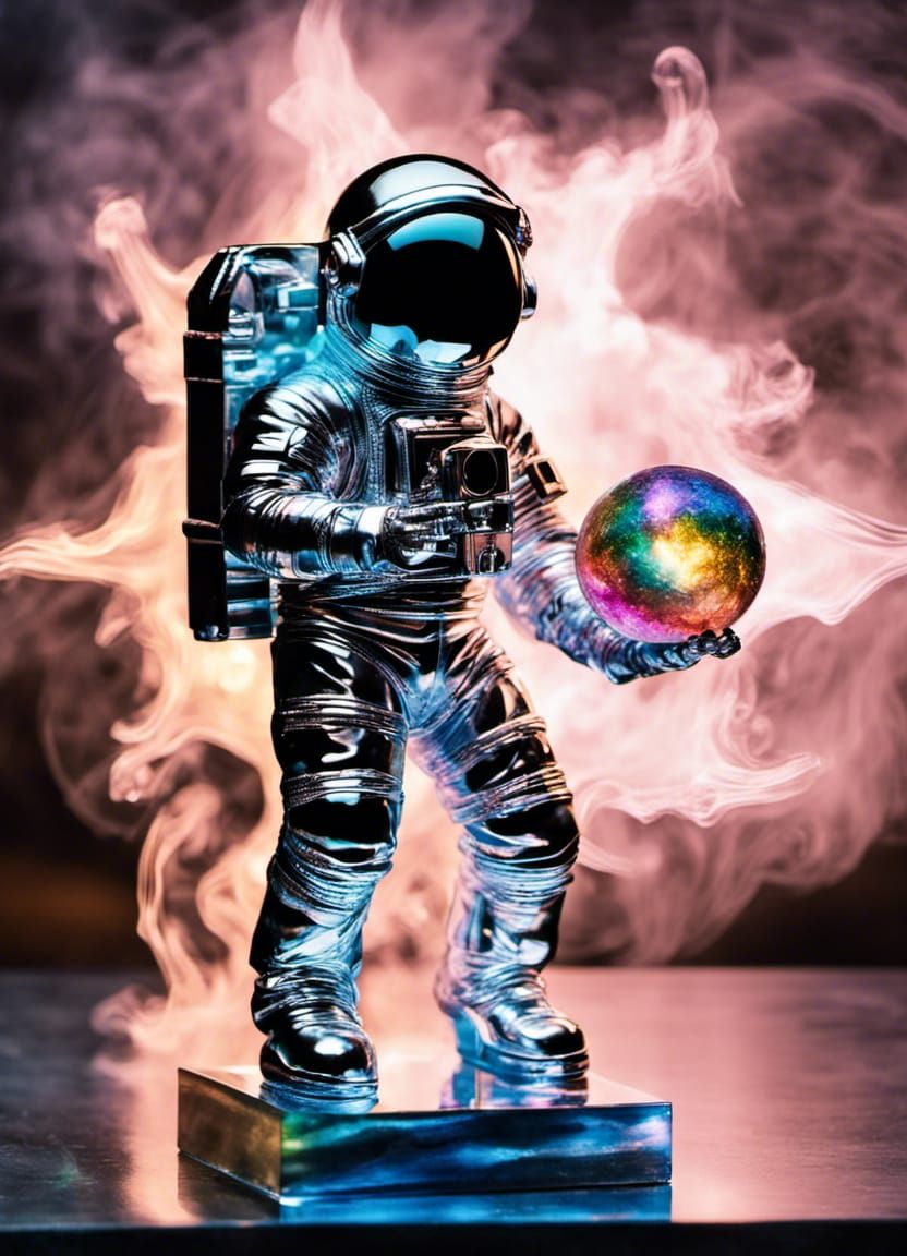 chrome obsidian Spaceman Award - AI Generated Artwork - NightCafe Creator