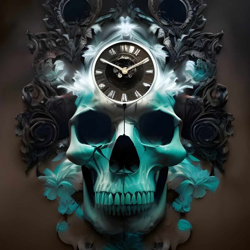 centered shot of a death clock: skulls!! inkblot art by Alberto Seveso ...