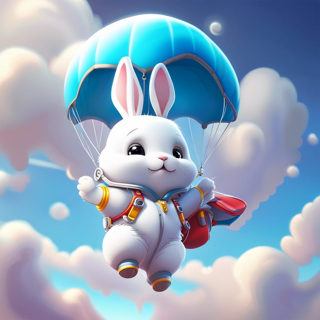 Skydiving Bunny - AI Generated Artwork - NightCafe Creator